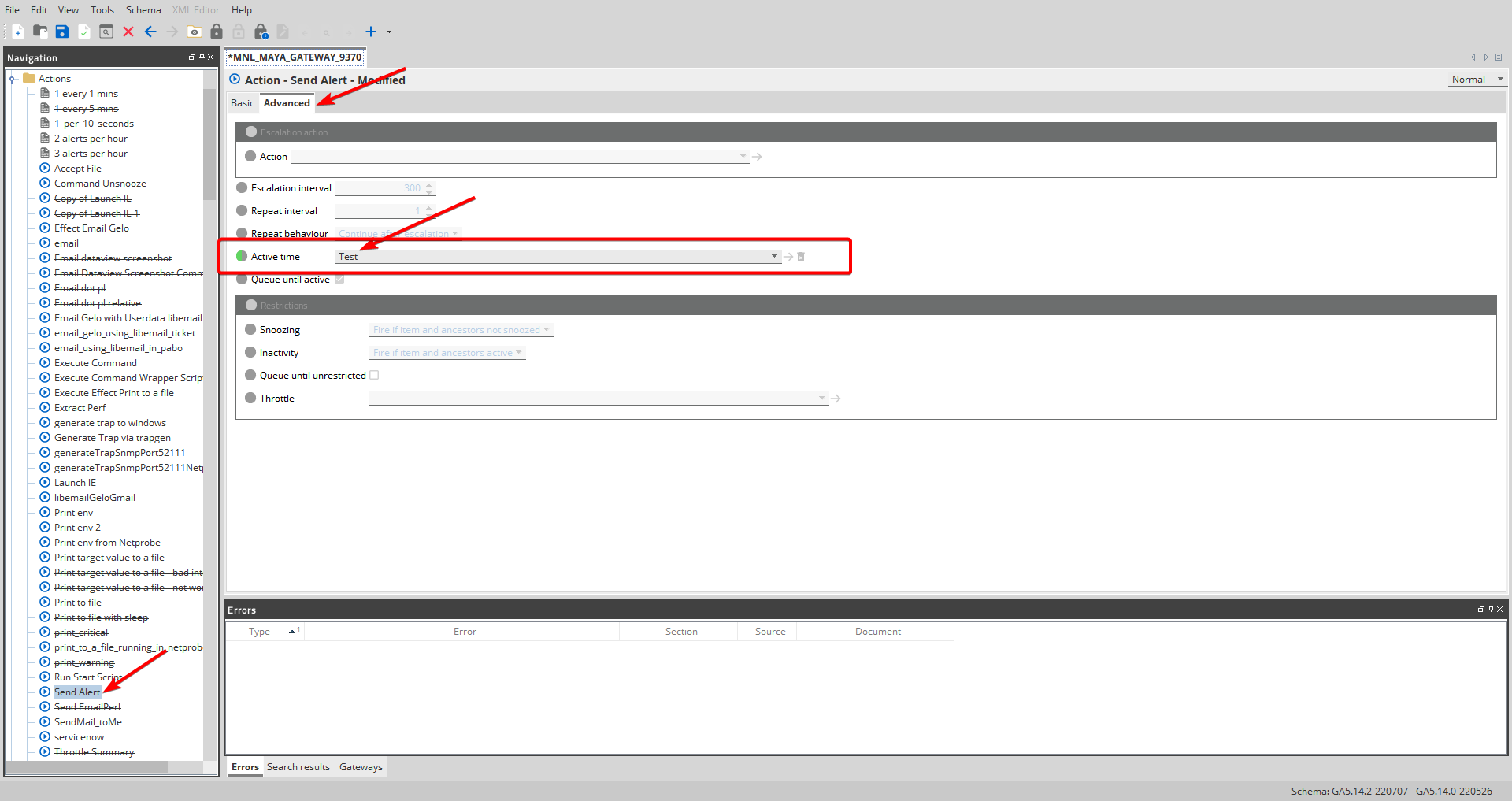 Geneos - Actions and Active Times – Support - ITRS Group