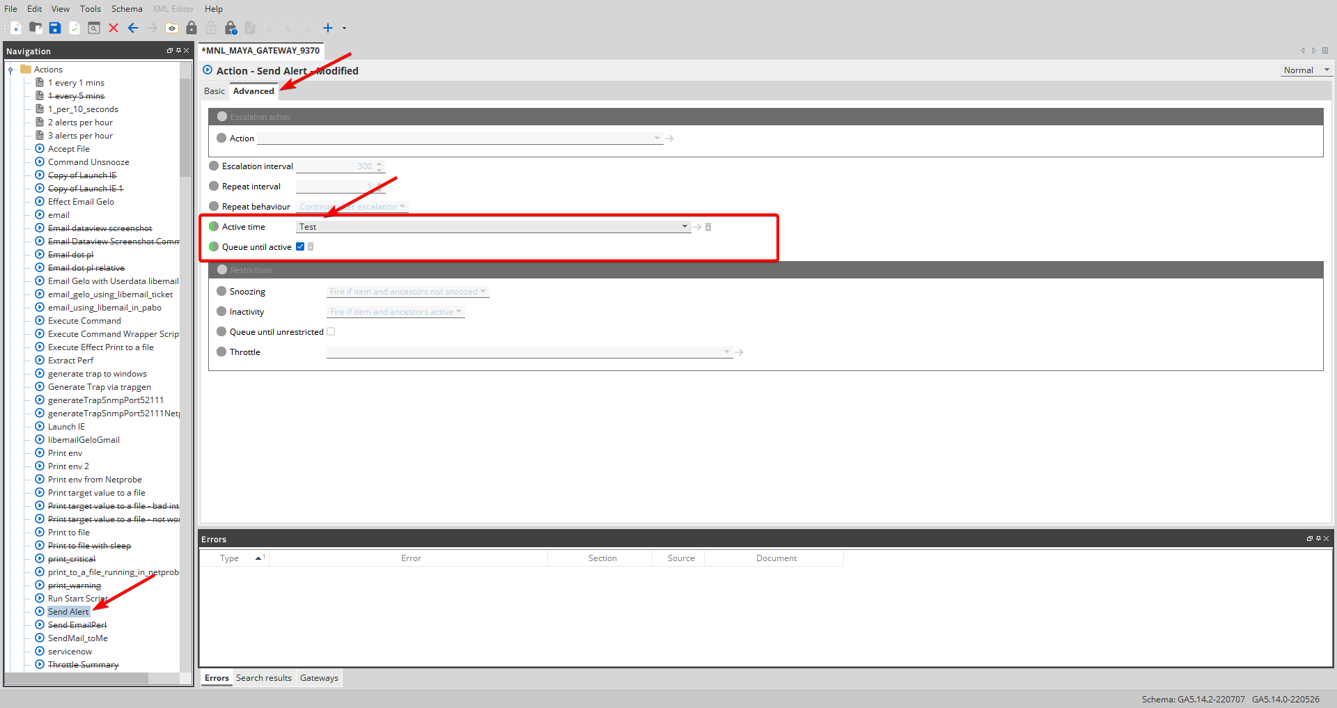 Geneos - Actions and Active Times – Support - ITRS Group